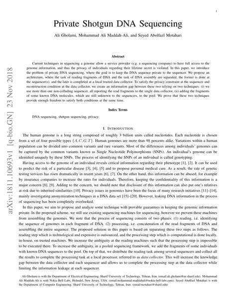 Pdf Private Shotgun Dna Sequencing