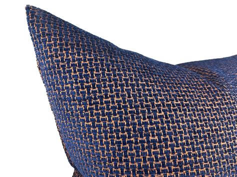 Rust And Blue Throw Pillow Navy Euro Sham Cover 22x22 Chenille Couch