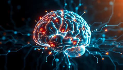 Digital Brain Neural Network Glowing Connections Abstract Art Stock Illustration Illustration
