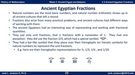 Math History 23 Ancient Egyptian Fractions And Other Mathematics Youtube