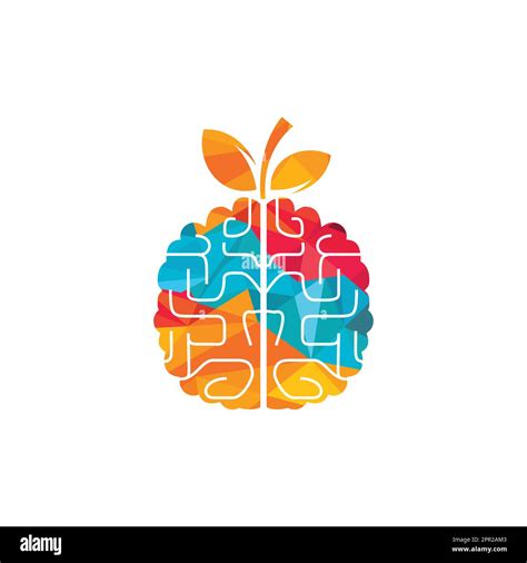Orange Brain Vector Logo Design Logo Of A Fruit Style Brain Stock Vector Image And Art Alamy