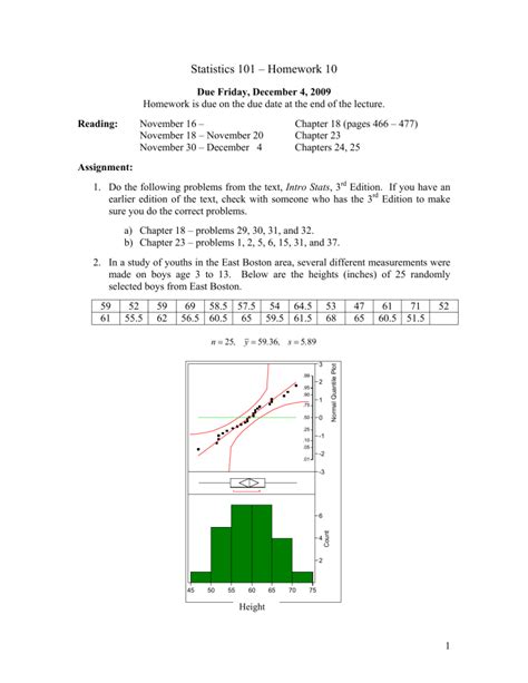 Statistics 101 Homework 10