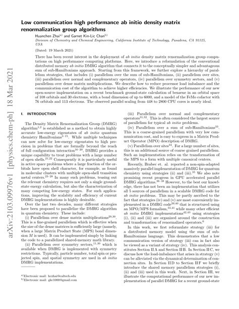 Pdf Low Communication High Performance Ab Initio Density Matrix Renormalization Group Algorithms