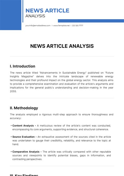 Free News Article Analysis Template To Edit Online