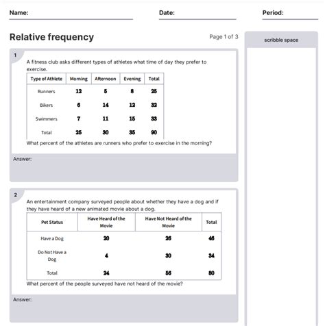 Relative Frequency Worksheets Pdf 8gc9 8th Grade Math