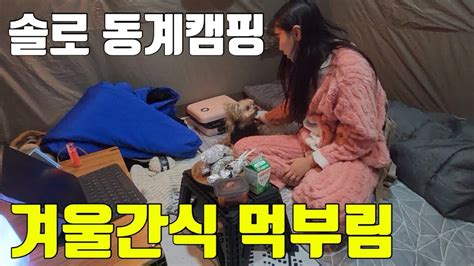 애견동반캠핑 여자 솔로 동계 캠핑 겨울캠핑 네이처하이크 빌리지60 원터치텐트 들고 강화도 캠핑장 가서 타코야끼 군고구마 겨울