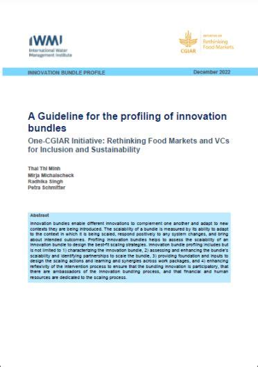 A Guideline For The Profiling Of Innovation Bundles Cgiar Gender Impact Platform