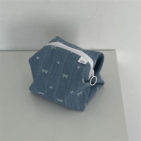 Handmade 데님리본 지퍼파우치 에이블리