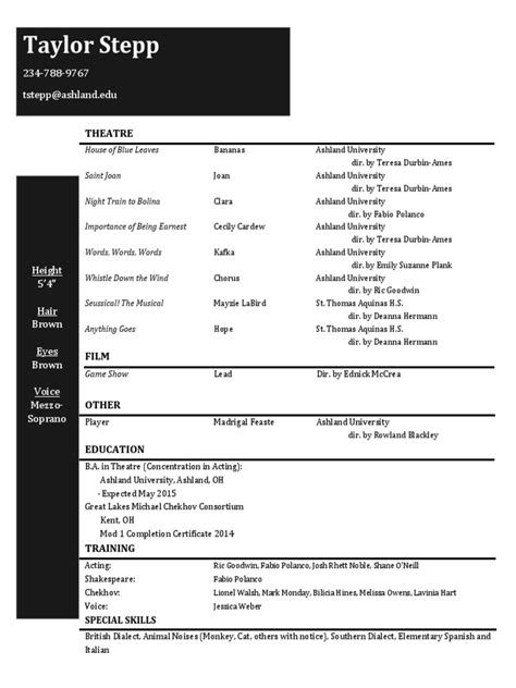 Taylor Stepp Resume Pdf Art