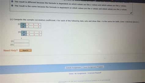 solved compute the sample correlation coefficient r for each