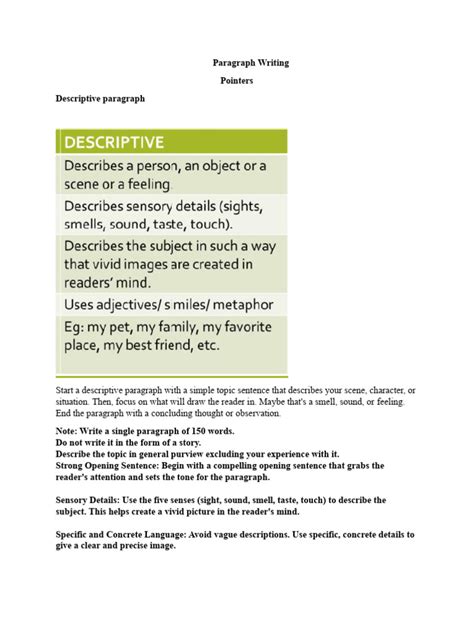 Paragraph Writing Pointers Pdf Cognitive Science
