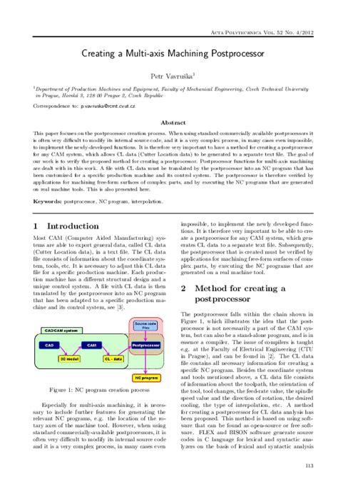 Pdf Creating A Multi Axis Machining Postprocessor