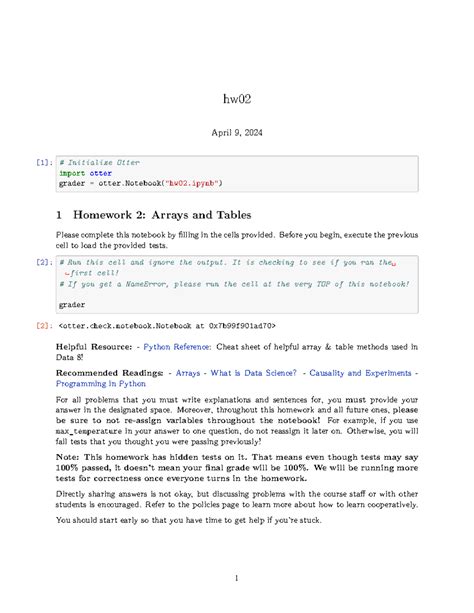 Hw Hw Hw April Initialize Otter Import Otter Grader Otter Hw Studocu
