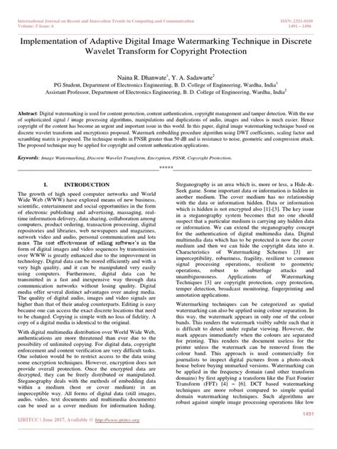 Implementation Of Adaptive Digital Image Watermarking Technique In Discrete Wavelet Transform