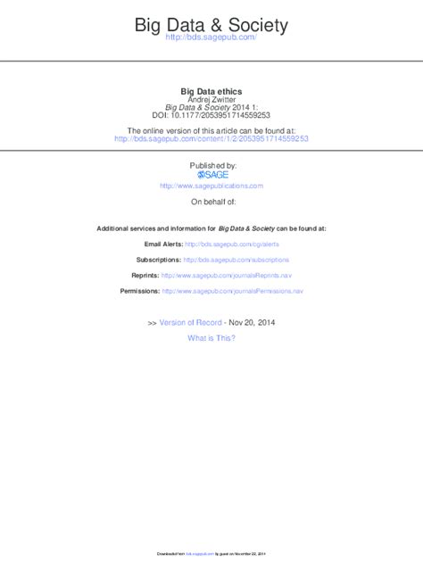 Pdf Big Data Ethics