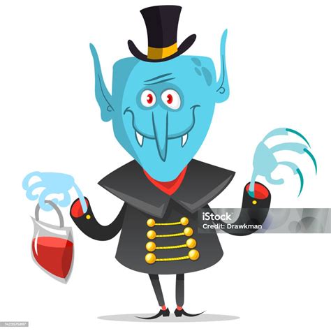Cute Cartoon Vampire Smiling Vector Illustration Stock Illustration