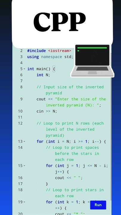 Inverted Pyramid Star Pattern Print An Inverted Pyramid Pattern Of Cpp Language Cpp
