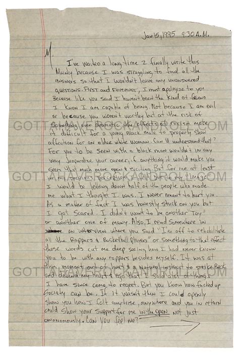 Lot Detail Tupac Shakur Handwritten And Signed Love Letter To Madonna
