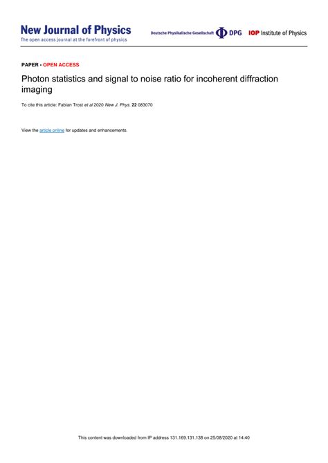 Pdf Photon Statistics And Signal To Noise Ratio For Incoherent