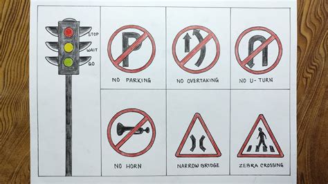 How To Draw Road Safety Poster Easy Traffic Sign Draw