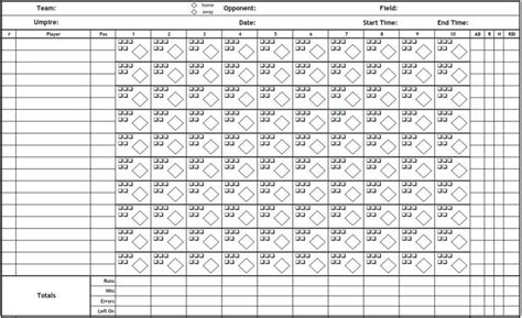 Printable Pdf Baseball Scorecard Lineup Count Sheets Hoja De Anotacion Béisbol Deportes Y