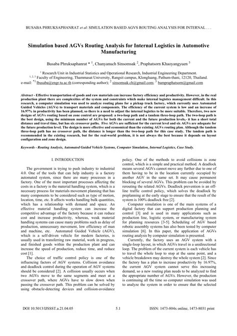 Pdf Simulation Based Agvs Routing Analysis For Internal Logistics In Automotive Manufacturing