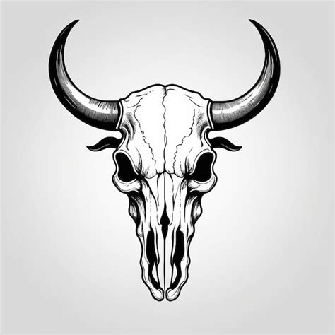 A Drawing Of A Bull Skull Premium Ai Generated Vector