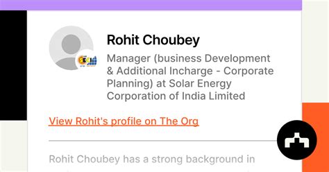 Rohit Choubey Manager Business Development And Additional Incharge