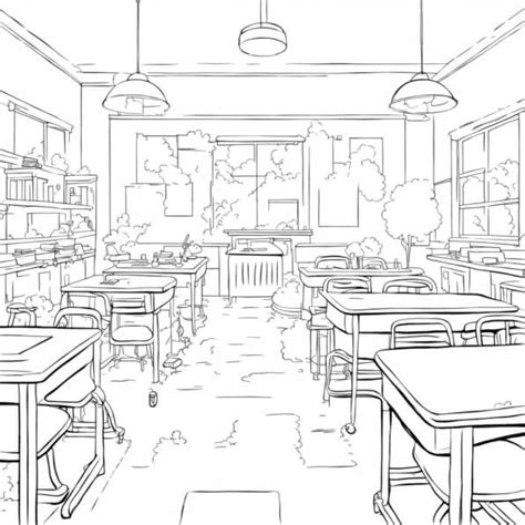 Download Empty Classroom Drawing Coloring Pages Online Creative Fabrica