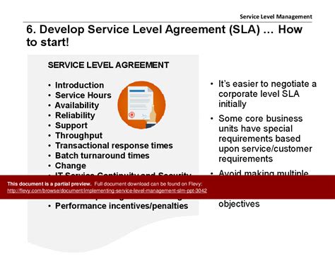 Implementing Service Level Management SLM PPT Slide PowerPoint Presentation PPTX Flevy