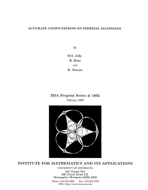 Pdf Accurate Computations On Inertial Manifolds