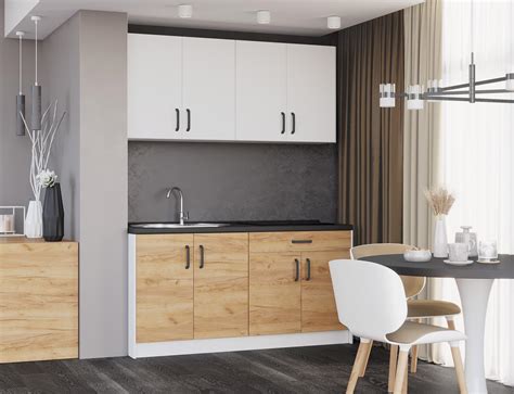 ᐉ Кухня зі стільницею без мийки Еверест Оптіма набір 1 6 м Німфея Альба Дуб крафт золотий Білий