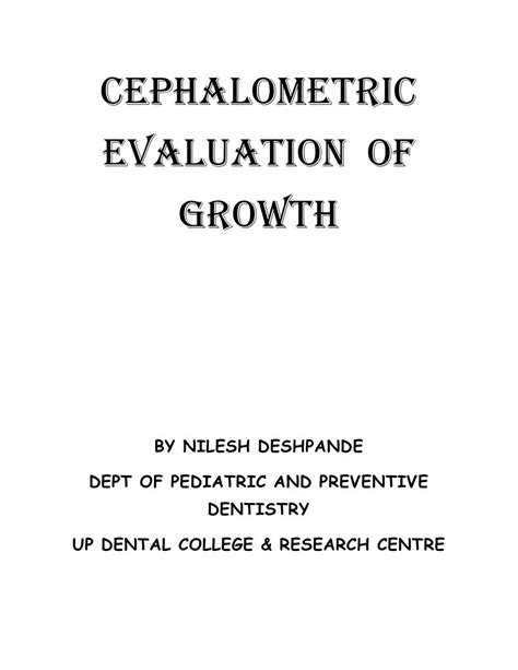 Cephalometric Evaluation Of Growth Pdf Human Anatomy Musculoskeletal System