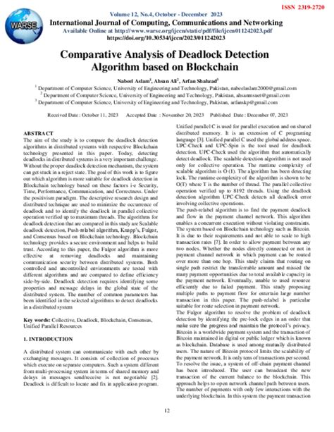 Pdf Comparative Analysis Of Deadlock Detection Algorithm Based On Blockchain