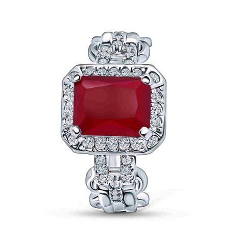 Square Cut Ruby 925 Silver Ring Divat