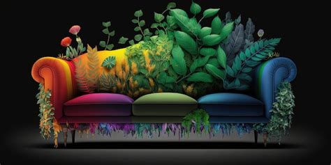 Premium Photo A Colorful Painting Of A Rock Garden With A Rainbow On It