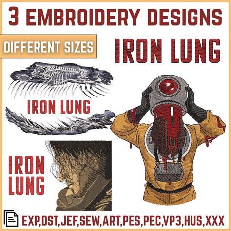 Iron Lung Embroidery Design Bundle 3 Designs Machine Embroidery