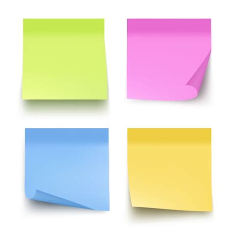 스티커 컬러 노트 참고 종이 벡터 현실적인 사진 절연 게시물 프리미엄 벡터