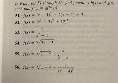 solved in exercises 51 through 56 find functions h x and