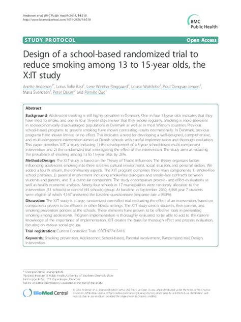 Pdf Rationale Design And Conduct Of A School Based Antismoking