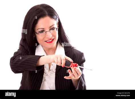 Woman With Screwdriver Stock Photo Alamy