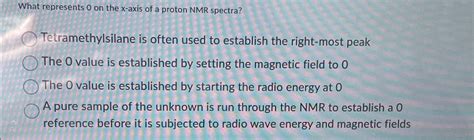 Solved What Represents 0 On The X Axis Of A Proton Nmr