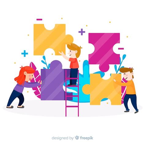 Free Vector Team Connecting Puzzle Pieces Background
