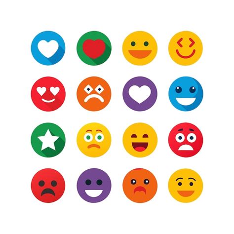 반응 아이콘 이모지 세트 컬렉션 터 일러스트레이션 프리미엄 Ai 생성 벡터