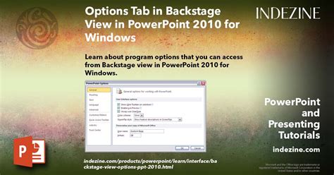 options tab in backstage view in powerpoint 2010 for windows