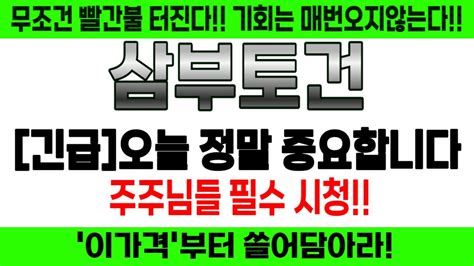 삼부토건 주가전망 삼부토건주가전망 Youtube