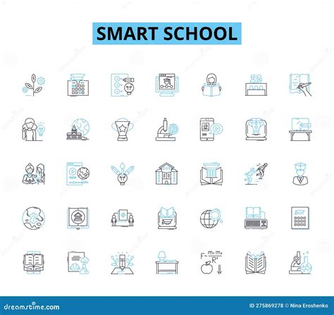 Smart School Linear Icons Set Innovation Technology Efficiency