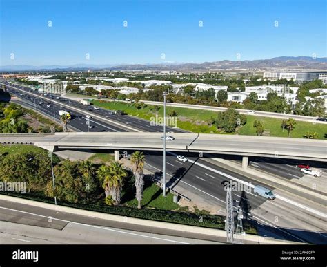 Aerial View Of Highway Transportation With Small Traffic Highway