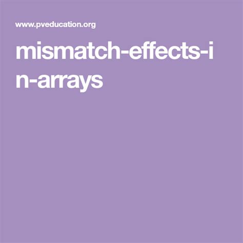 Mismatch Effects In Arrays