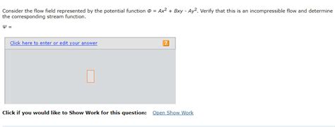 Solved Consider The Flow Field Represented By The Chegg